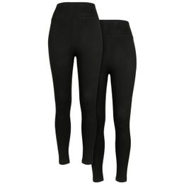 Urban Classics Damen Leggings "Urban Classics Damen Ladies High Waist Jersey Leggings 2-Pack", schwarz, Gr. S, unifarben, 95% Baumwolle, 5% Elasthan,