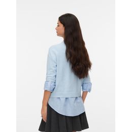 V&eacute;ro Moda VERO MODA Damen Strickjacke "VMDOFFY 2/4 O-NECK BUTTON CARDIGAN NOOS"cashmere blau detail:melange, Gr. XS, meliert, Strick, Obermaterial: 94%