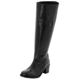 sheego Damen Weitschaftstiefel, Gr. 38, schwarz, Leder, Schuhe