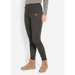 bonprix Damen Thermoleggings, grau, Gr. 40, meliert, Web, Obermaterial: 85% Polyester, 15% Baumwolle, Hosen, mit Teddyfutter, aus Polyester und