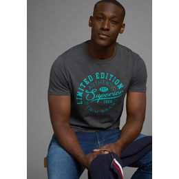 AJC Herren T-Shirt, grau, Gr. M, bedruckt, unifarben, Jersey, Obermaterial: 100% Baumwolle, Shirts, Kurzarm, schmale Passform, im Vintage-Design