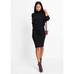 bonprix Damen Strickkleid, schwarz, Gr. 32, Obermaterial: 50% Viskose, 26% Polyamid, 24% Polyester, Kleider, mit Rollkragen, aus Viskose, Polyamid