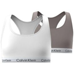 Damen Bralette "2PK BRALETTE", Calvin Klein Underwear, Gr. 164wei&szlig;, taupe, BHs, mit Logobund