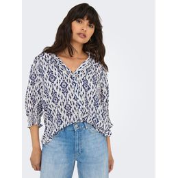 Only Damen Kurzarmbluse "ONLRAYA 3/4 SHIRT WVN NOOS", blau, Gr. S, bedruckt, Web, Obermaterial: 100% Viskose, Blusen, Viskose, regular fit
