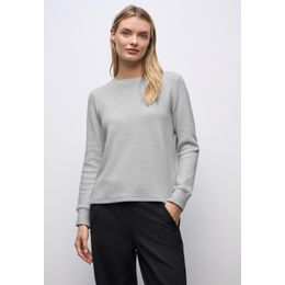Street One Damen Langarmshirt, grau, Gr. 44, unifarben, Stoff, 50% Polyester, 47% Viskose, 3% Elasthan, Shirts, soft und weich