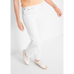 bonprix Damen Schlupfhose "Twill Treggings aus elastischem Baumwoll-Mix", wei&szlig;, Gr. 54, unifarben, washed, Twill, Obermaterial: 97% Baumwolle, 3%