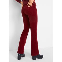 bonprix Damen Cordhose "Stretch-Cordhose, Bootcut", rot, Gr. 50, unifarben, Cord, Obermaterial: 98% Baumwolle, 2% Elasthan, Hosen, aus Baumwolle mit