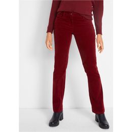 bonprix Damen Cordhose "Stretch-Cordhose, Bootcut", rot, Gr. 48, unifarben, Cord, Obermaterial: 98% Baumwolle, 2% Elasthan, Hosen, aus Baumwolle mit
