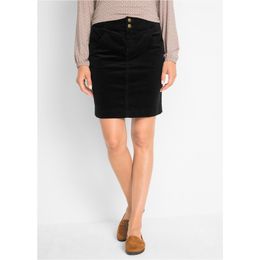 bonprix Damen Cordrock "Stretch-Cordrock", schwarz, Gr. 34, unifarben, Cord, Obermaterial: 98% Baumwolle, 2% Elasthan, R&ouml;cke, aus Baumwolle, kurz bis