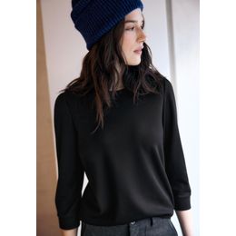 Damen 3/4-Arm-Shirtschwarz, Gr. 36, STREET ONE STUDIO, unifarben, Stoff, 71% Polyester, 26% Viskose, 3% Elasthan, Shirts, mit Rundhalsausschnitt
