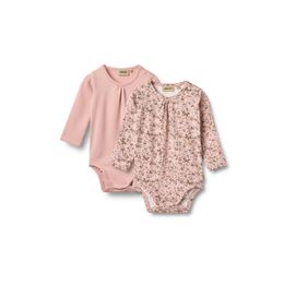 Wheat M&auml;dchen Blusenbody "Wheat 2 Body L/S Liv"rose powder flowers, Gr. 92, 95% Baumwolle, 5% Elasthan, Bodys