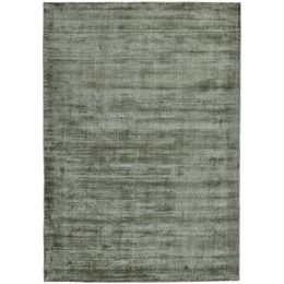 Teppich Tom Tailor HOME, B:65cm H:8mm L:135cm, gr&uuml;n, Viskose, Wohnzimmer, Teppiche, "Shine uni", Handweb Teppich, 100% Viskose, handgewebt, mit