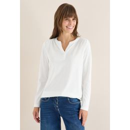 Langarmshirt Cecil, Damen, Gr. L (42), vanillewei&szlig;, Stoff, 50% Modal, 50% Baumwolle, unifarben, normal normal, Rundhals, abgesteppt, Shirts Langarmshirt, im soften Baumwoll-Mix