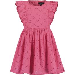 Blue Seven M&auml;dchen Sommerkleid, pink, Gr. 134, unifarben, Web, Obermaterial: 100% Baumwolle, Kleider, mit Volants und toller Lochstickerei
