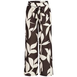 CLOUD 5IVE Damen Stoffhose "CLOUD 5IVE Pants with tie belt and aop floral print"beige, braun, Gr. S, gebl&uuml;mt, 95% Polyester, 5% Elasthan, Hosen