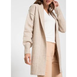 bonprix Damen Longstrickjacke, beige, Gr. 36, Obermaterial: 67% Polyacryl, 30% Polyester, 3% Elasthan, Strickjacken, bequeme Passform, mit