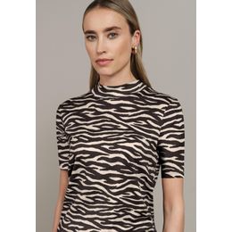 Street One Damen T-Shirtdeep roast braun, Gr. 34, animal-print, Jersey, Obermaterial: 50% Baumwolle, 50% Modal, Shirts, mit Leo-Muster, halbarm
