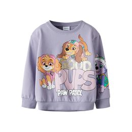 name it M&auml;dchen Sweatshirt "NMFJARA PAW NREG SWEAT BRU NOOS CPLG", lila, Gr. 104, bedruckt, unifarben, angeraute Sweatware, Obermaterial: 95%