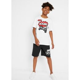 bonprix Jungen T-Shirt, wei&szlig;, Gr. 164, Obermaterial: 100% Baumwolle, Shirts, bequeme Passform, mit kurzem &Auml;rmel, mit Gaming-Print, aus Baumwolle
