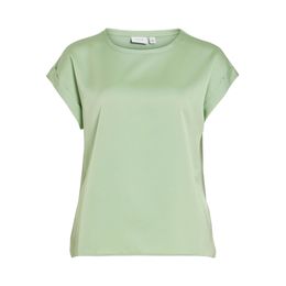 Vila Damen Kurzarmshirt "VIELLETTE S/S SATIN TOP - NOOS"smoke gr&uuml;n, Gr. 40, unifarben, Satin, Obermaterial: 100% Polyester, Shirts, Satin Optik