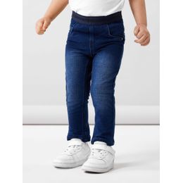 name it M&auml;dchen Jeansleggings "NMFSALLI SLIM SWE JEANS 1190-BO NOOS", blau, Gr. 98, kontrastfarbene Details, leichte Abriebeffekte, unifarben,