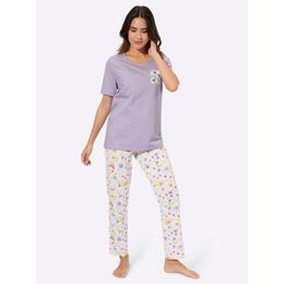 Damen Schlafanzug, Gr. 40, lila, 100% Baumwolle, Homewear-Sets