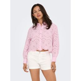 Langarmbluse Only "ONLVALAIS L/S SHIRT WVN NOOS", Damen, Gr. XL, rosa (pink lady), Web, Obermaterial: 100% Baumwolle, unifarben, loose fit taillenlang, Blusen