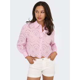 Only Damen Langarmbluse "ONLVALAIS L/S SHIRT WVN NOOS", rosa, Gr. L, unifarben, Web, Obermaterial: 100% Baumwolle, Blusen