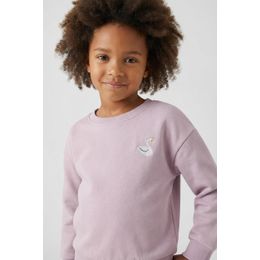 name it M&auml;dchen Sweatshirt "NMFVALLENE LS RLX SWEAT BRU"dawn pink print:swan, Gr. 92, bedruckt, unifarben, angeraute Sweatware, Obermaterial: 60%