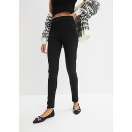 bonprix Damen Thermoleggings "Highwaist Thermo-Leggings mit breitem Bequembund", schwarz, Gr. 40, Obermaterial: 92% Polyester, 8% Elasthan, Hosen,
