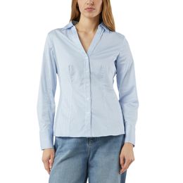 comma, COMMA Damen Hemdbluse, blau, Gr. 40, gestreift, Web, Obermaterial: 71% Baumwolle, 26% Polyamid, 3% Elasthan, Blusen, im Streifen-Design