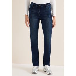 Slim-fit-Jeans Cecil, Damen, Gr. 34, L&auml;nge 32, blau schwarz used wash, Jeans, 67% Baumwolle, 31% Polyester, 2% Elasthan, unifarben, kn&ouml;chellang, Jeans Slim-fit-Jeans, High Waist