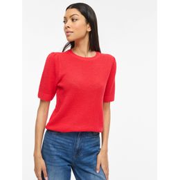 Kurzarmpullover Vila "VIDALO O-NECK S/S KNIT TOP - NOOS", Damen, Gr. M, hibiscus, Strick, Obermaterial: 100% Baumwolle, unifarben, regular fit normal, Rundhals, Rippb&uuml;ndchen, Pullover