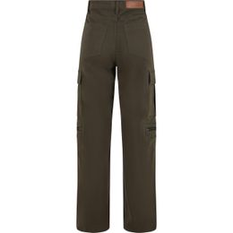 Urban Classics Damen Stoffhose "Urban Classics Ladies Loose Utility Stretch Twill Pants", gr&uuml;n, Gr. 28, unifarben, 98% Baumwolle, 2% Elasthan, Hosen