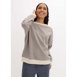 bonprix Damen Sweatshirt "Oversize-Sweatshirt", grau, Gr. 56, gestreift, Sweatware, Obermaterial: 60% Baumwolle, 40% Polyester, Sweatshirts,