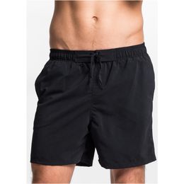 bonprix Herren Badeshorts "Badeshorts", schwarz, Gr. 56, unifarben, Web, Polyester, Badehosen, mit Netzfutter, bequeme Passform, unifarben, aus
