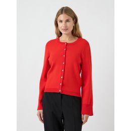 Y.A.S Damen Strickjacke "YASELENA LS KNIT CARDIGAN S. NOOS"fiery rot, Gr. L, unifarben, Strick, Obermaterial: 75% Viskose, 25% Nylon, Strickjacken
