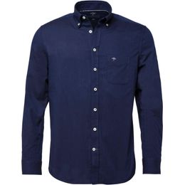 Fynch-Hatton Herren Langarmhemd "Fynch-Hatton Langarmhemd", blau, Gr. M, unifarben, Jersey, Obermaterial: 100% Baumwolle, Hemden, bequeme Passform,
