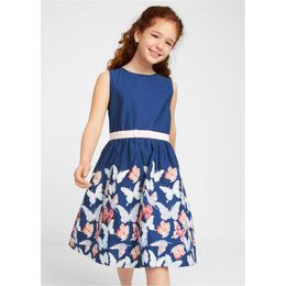 bonprix Kinder Minikleid "Minikleid in A-Linie", blau, festlich, Gr. 152, Obermaterial: 100% Baumwolle. Besatz: 100% Polyamid. Futter: 100%