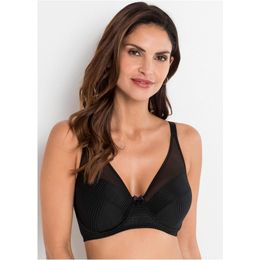 bonprix Damen Minimizer-BH, Gr. 75, schwarz, Obermaterial: 92% Polyamid, 8% Elasthan. Futter: 92% Polyamid, 8% Elasthan, BHs, Minimizer-Effekt, aus