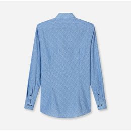 OLYMP Herren Langarmhemd "No 6 six"bleu, Gr. 44, gemustert, Web, Obermaterial: 100% Baumwolle, Hemden, super slim, Kentkragen, Businesshemd