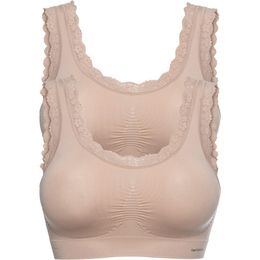 bonprix Damen Bustier "Feel Comfort Seamless Bustier (2er Pack)", Gr. M, beige, Obermaterial: 92% Polyamid, 8% Elasthan. Spitze: 87% Polyamid, 13%