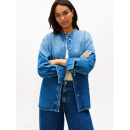 Tommy Hilfiger Damen Jeansbluse "DNM GLOW STAND-COLLAR SHIRT LS"glow, Gr. 40, unifarben, Denim/Jeans, Obermaterial: 78% Baumwolle, 22% Lyocell, Blusen