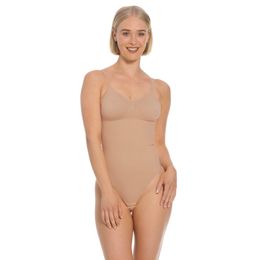 Shaping-Body MAGIC BODYFASHION, Damen, Gr. M, N-Gr, cappuccino, Obermaterial: 92% Polyamid, 8% Elasthan, eng normal, tiefer V-Ausschnitt, Bodys, Shaping-Effekt, eng, basic, bequem, elastisch