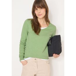 Cecil Damen Strickpullover, gr&uuml;n, Gr. XXL, unifarben, Strick, Obermaterial: 60% Baumwolle, 40% Viskose, Pullover, mit V-Ausschnitt