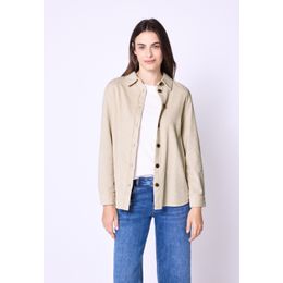 Damen Hemdblusesoft fawn beige, Gr. 46, STREET ONE STUDIO, unifarben, Web, 100% Baumwolle, Blusen, in Cord-Optik