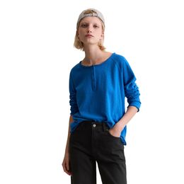 Marc O'Polo Damen Langarmshirt "aus Organic Cotton", blau, Basic, Gr. XS, MARC O'POLO DENIM, unifarben, Obermaterial: 100% Baumwolle, Shirts