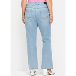 sheego Damen Bootcut-Jeans, blau, Gr. 54, unifarben, 98% Baumwolle, 2% Elasthan, Jeans