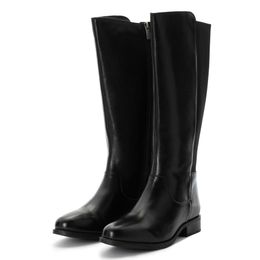 sheego Damen Weitschaftstiefel, Gr. 40, schwarz, Glattleder, Leder, Schuhe
