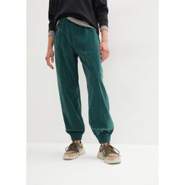 bonprix Damen Cordhose, gr&uuml;n, Gr. 52, Obermaterial: 98% Baumwolle, 2% Elasthan, Hosen, aus Baumwoll-Mix, mit gro&szlig;en Eingrifftaschen, lockere Passform